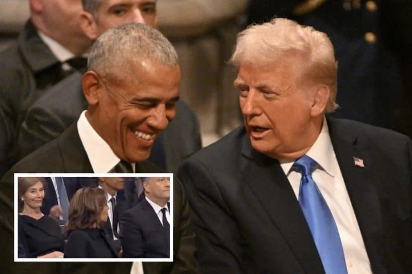 LAST LAUGH: Trump and Obama Share Laughs at Carter Service as Kamala ...