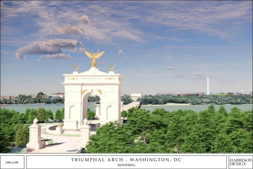 Trump unveils 250-foot triumphal arch near Washington ahead of America ...