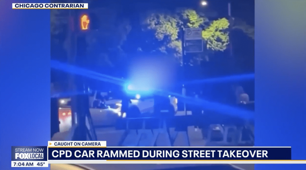 Chicago police cruiser rammed during teen street takeover as crowd ...