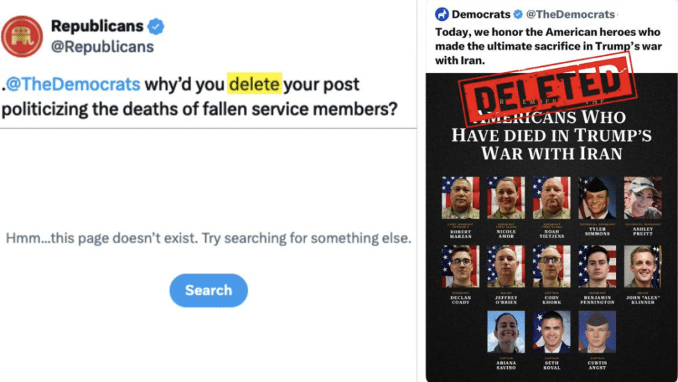 DNC Deletes Memorial Day Post Blaming Trump for Deaths in Iran Conflict ...
