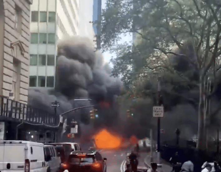 MTA Vehicle Explodes Near Charging Bull Statue In Lower Manhattan